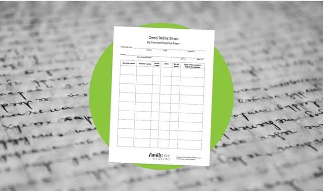 Free Deed Index (by Grantee) Form Download - Family Tree Magazine