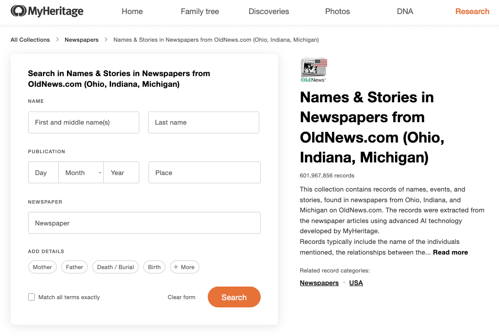 Searching MyHeritage's Names & Stories Newspaper Indexes - Family Tree ...